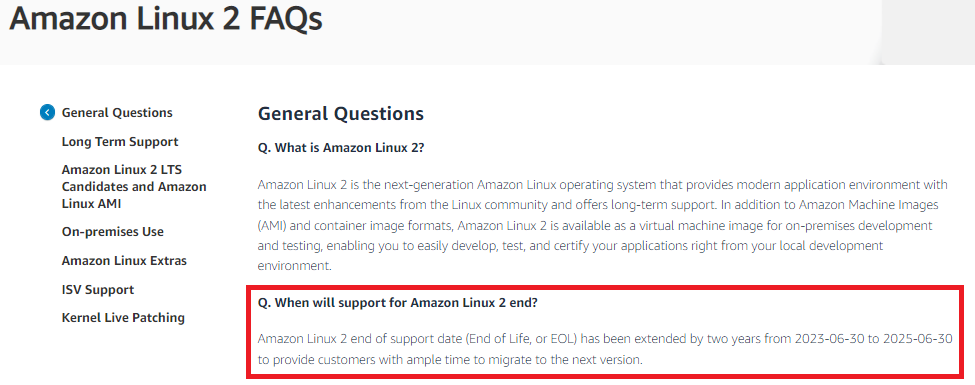 【アップデート】Amazon Linux 2のサポート期限が延長されました！ | NHN テコラス Tech Blog | AWS、Google Cloudなどのインフラ技術ブログ